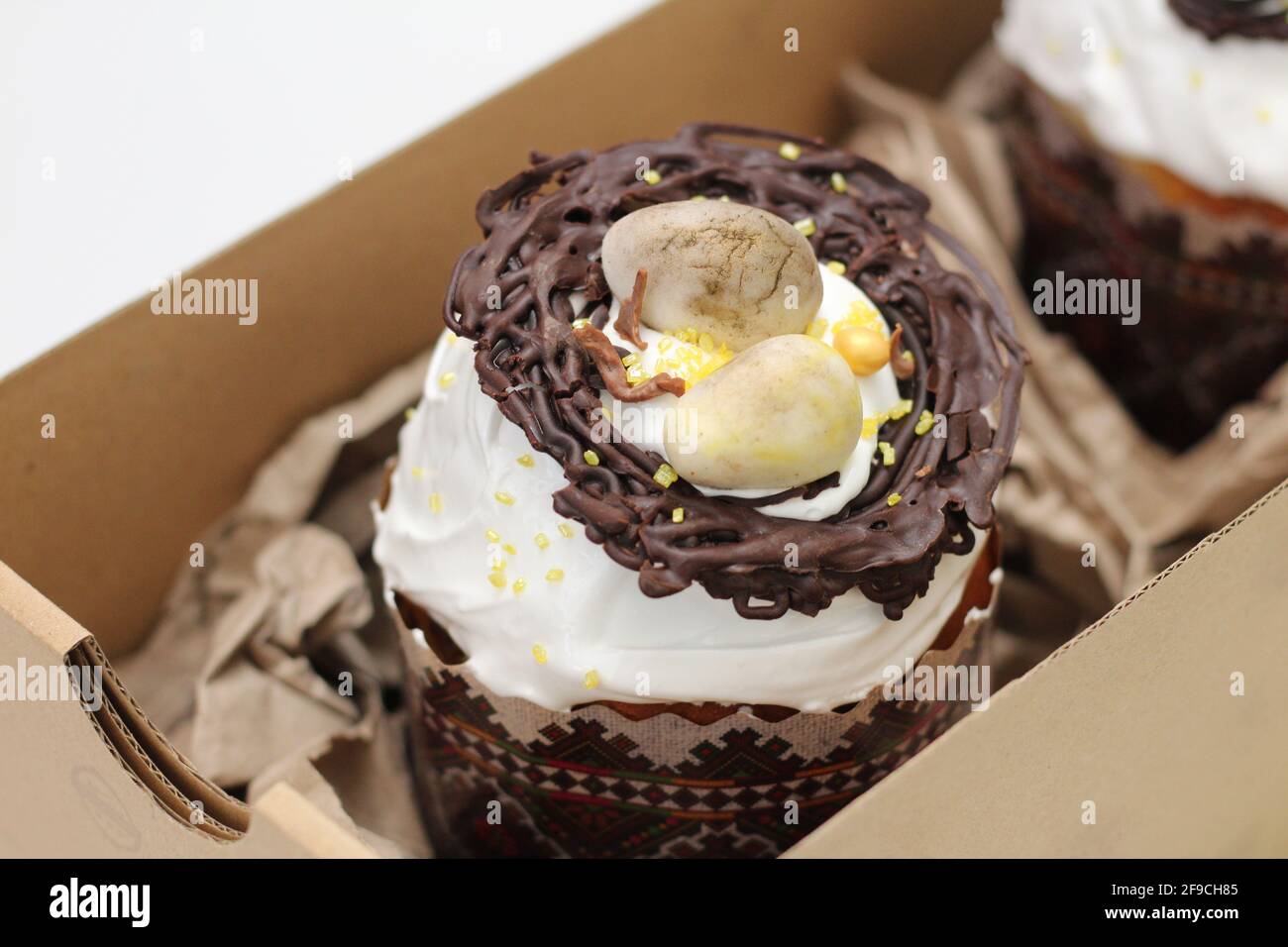 Easter cakes in a craft paper box Stock Photo - Alamy