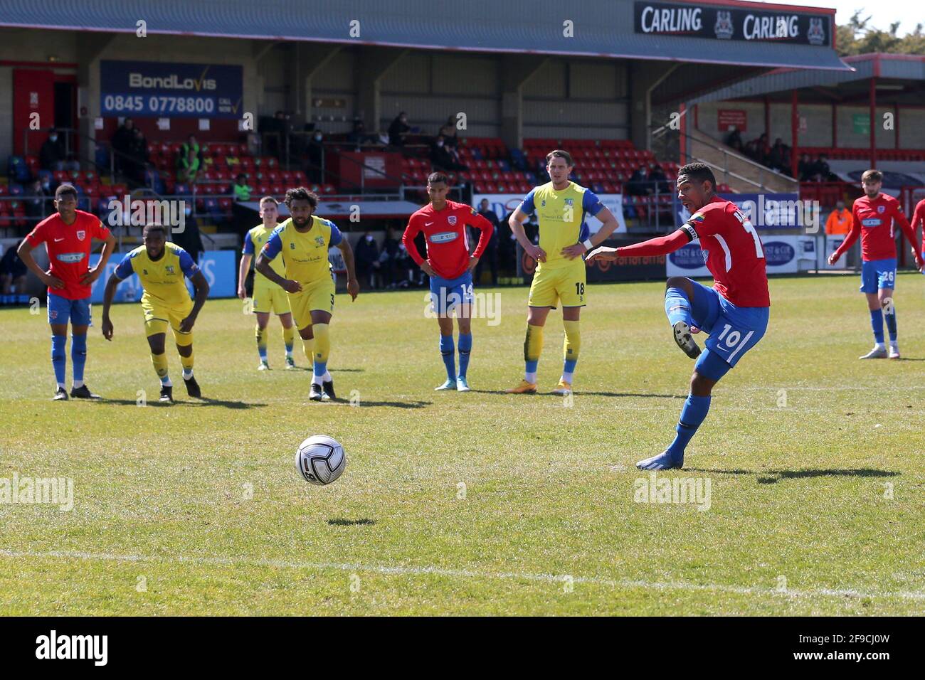 Angelo Balanta of Dagenham scores the second goal for his team from the ...