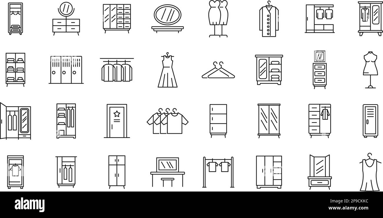 Dressing room icons set, outline style Stock Vector Image & Art - Alamy
