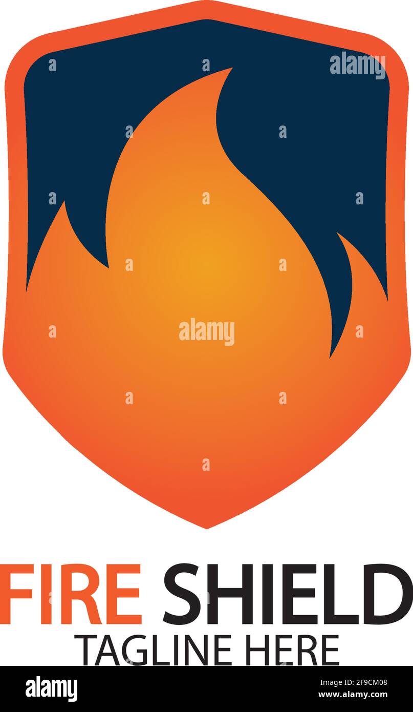 Fire shield logo design element. Fire warning sign shield. Fire flame ...