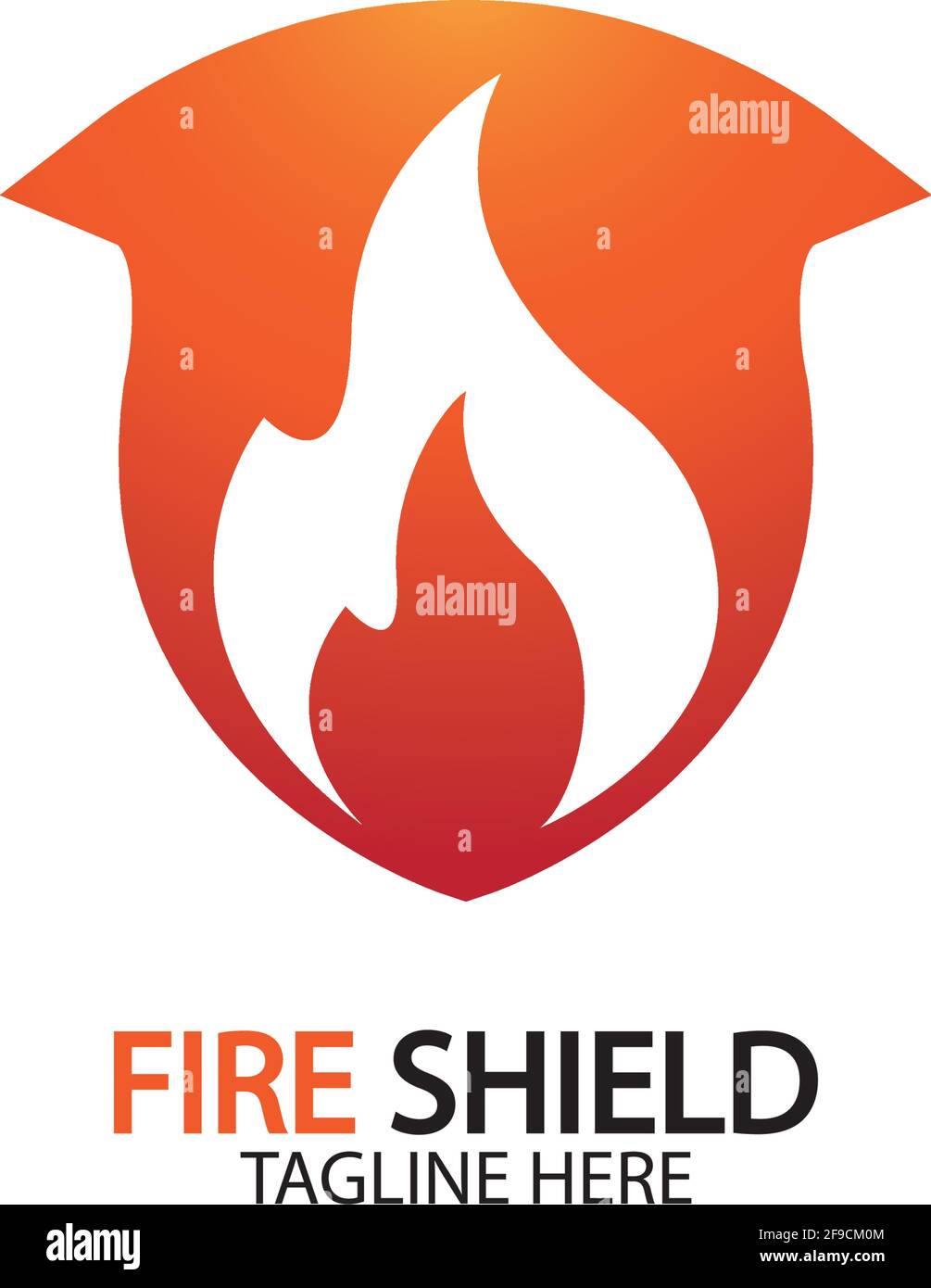 Fire shield logo design element. Fire warning sign shield. Fire flame ...
