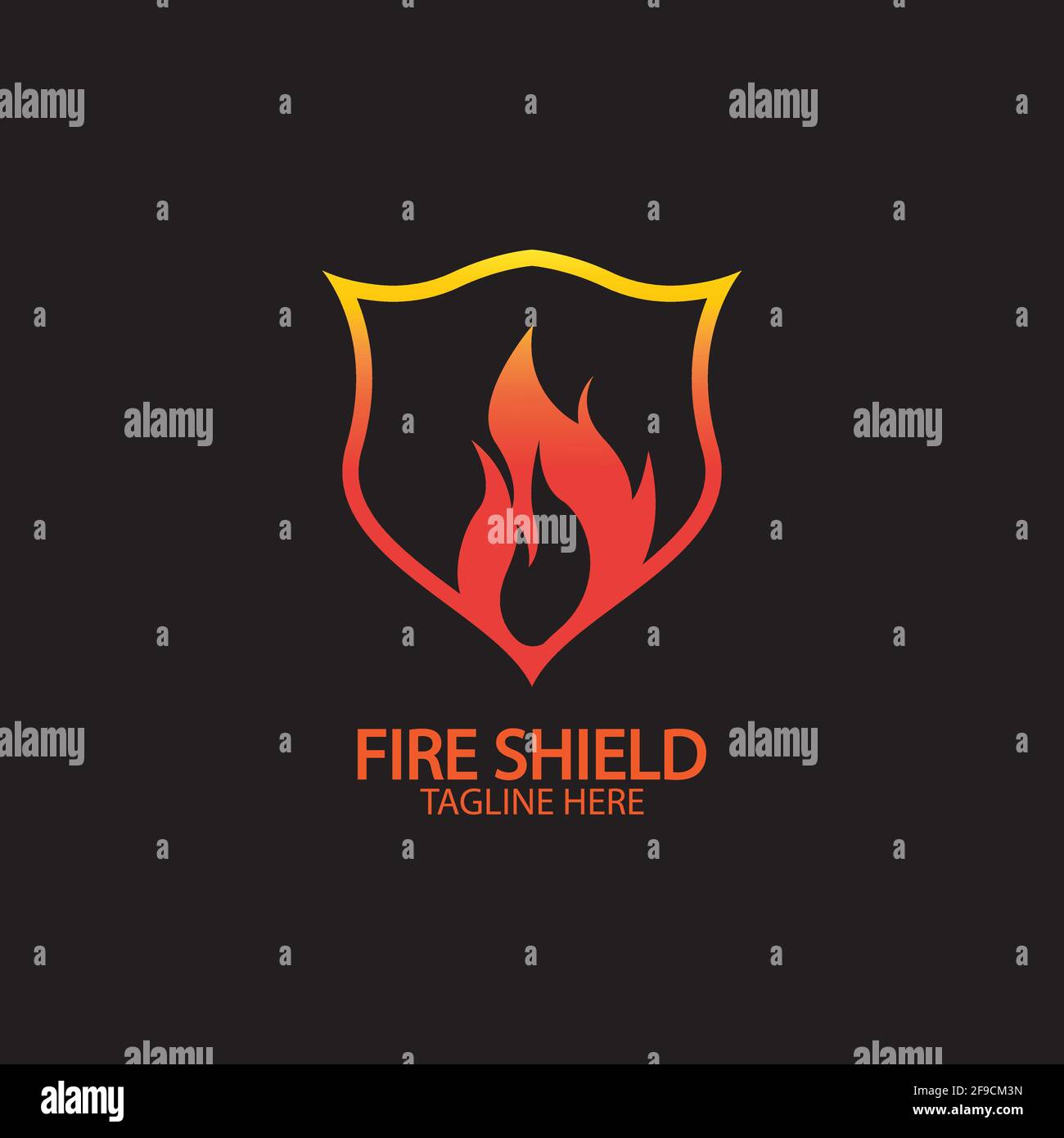 Fire shield logo design element. Fire warning sign shield. Fire flame ...