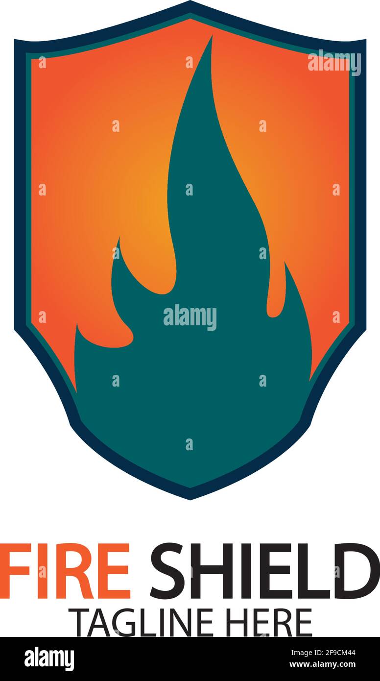 Fire shield logo design element. Fire warning sign shield. Fire flame ...