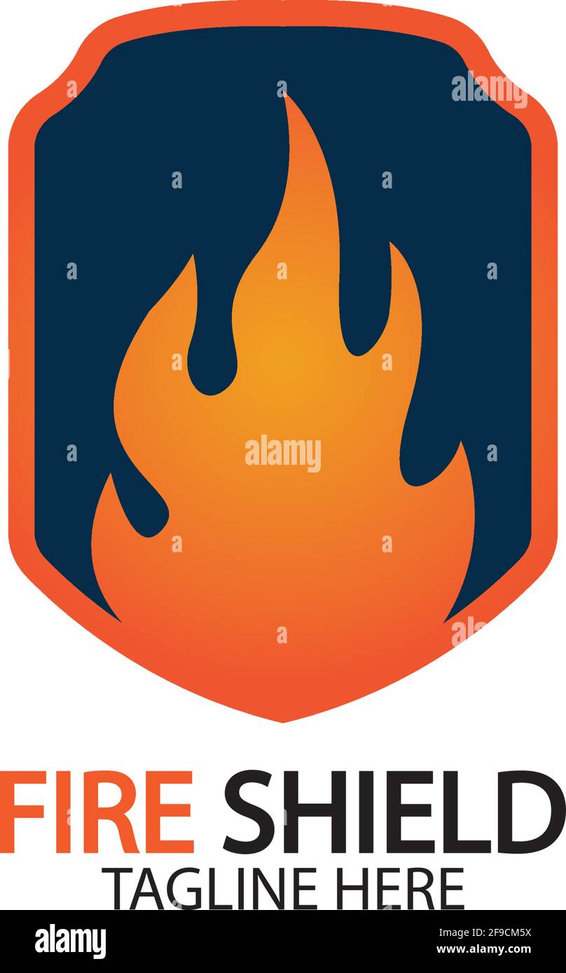 Fire shield logo design element. Fire warning sign shield. Fire flame ...