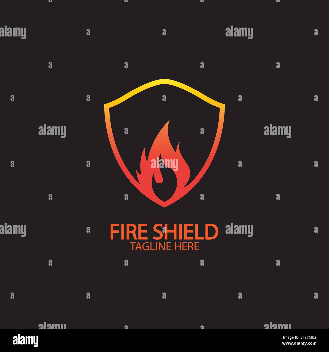 Fire shield logo design element. Fire warning sign shield. Fire flame ...
