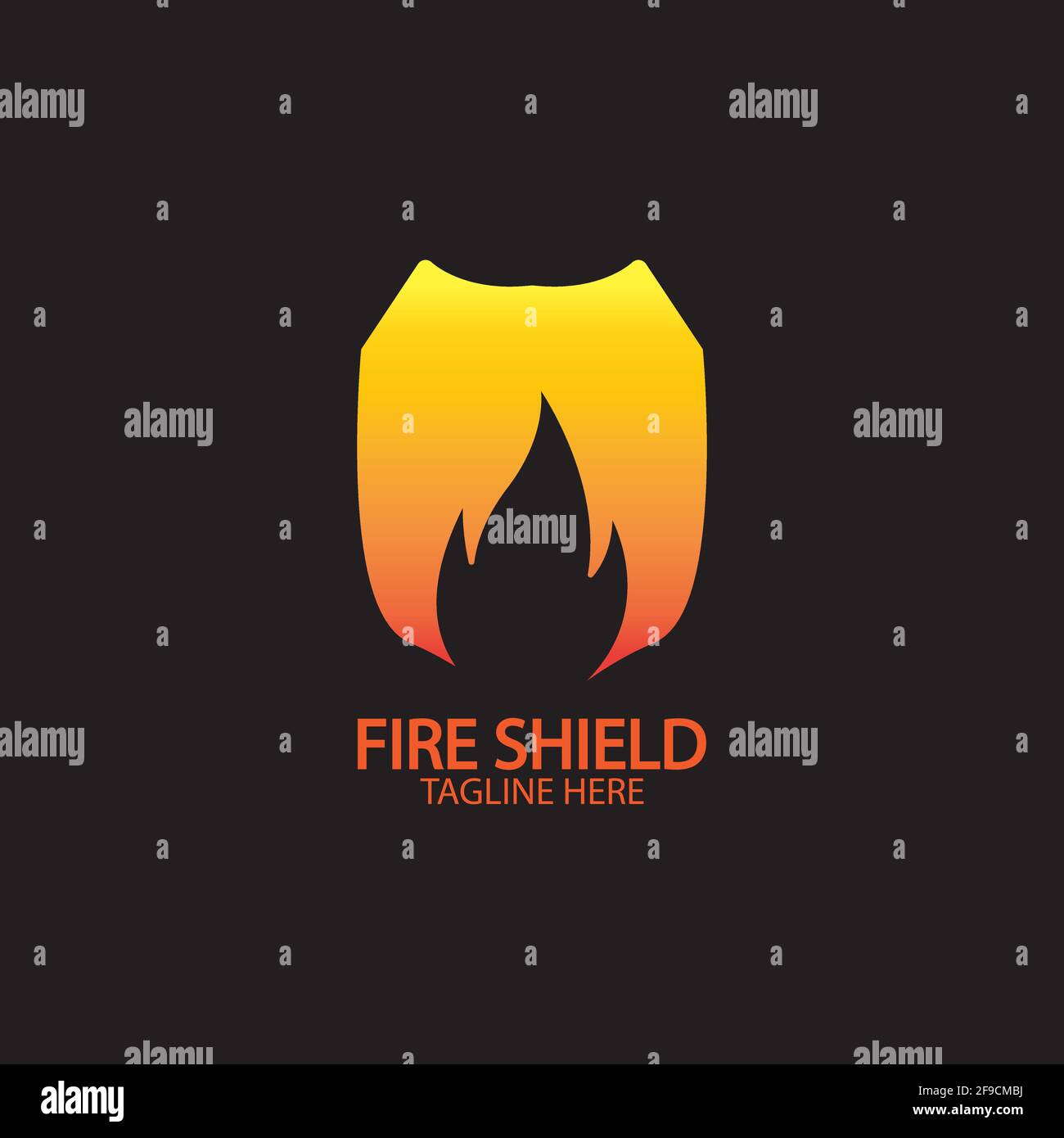 Fire shield logo design element. Fire warning sign shield. Fire flame ...