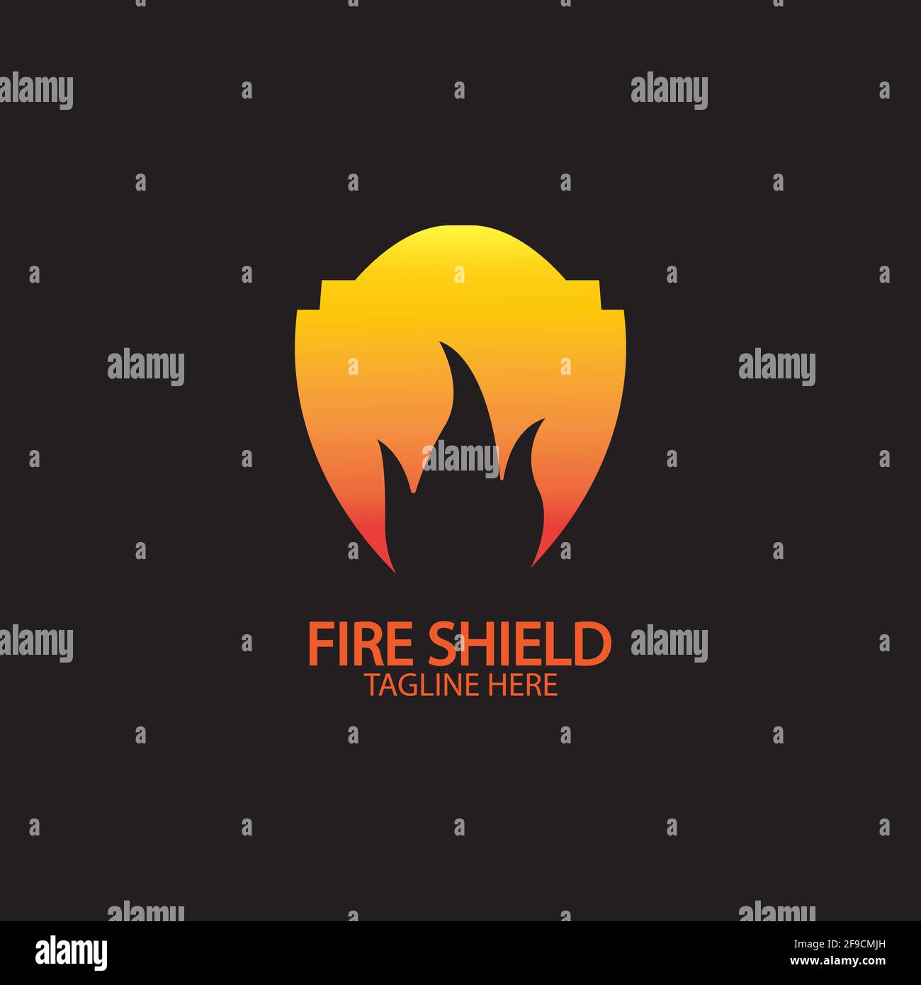 Fire shield logo design element. Fire warning sign shield. Fire flame ...