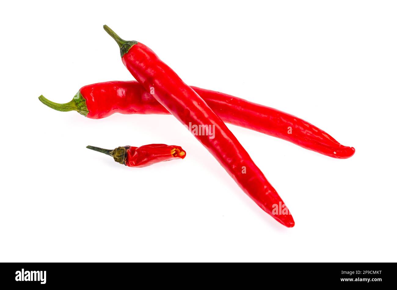 Two red hot chilli peppers isolated on white background. Studio Photo ...