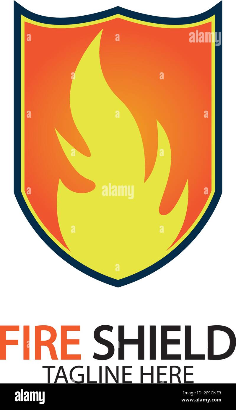 Fire shield logo design element. Fire warning sign shield. Fire flame ...