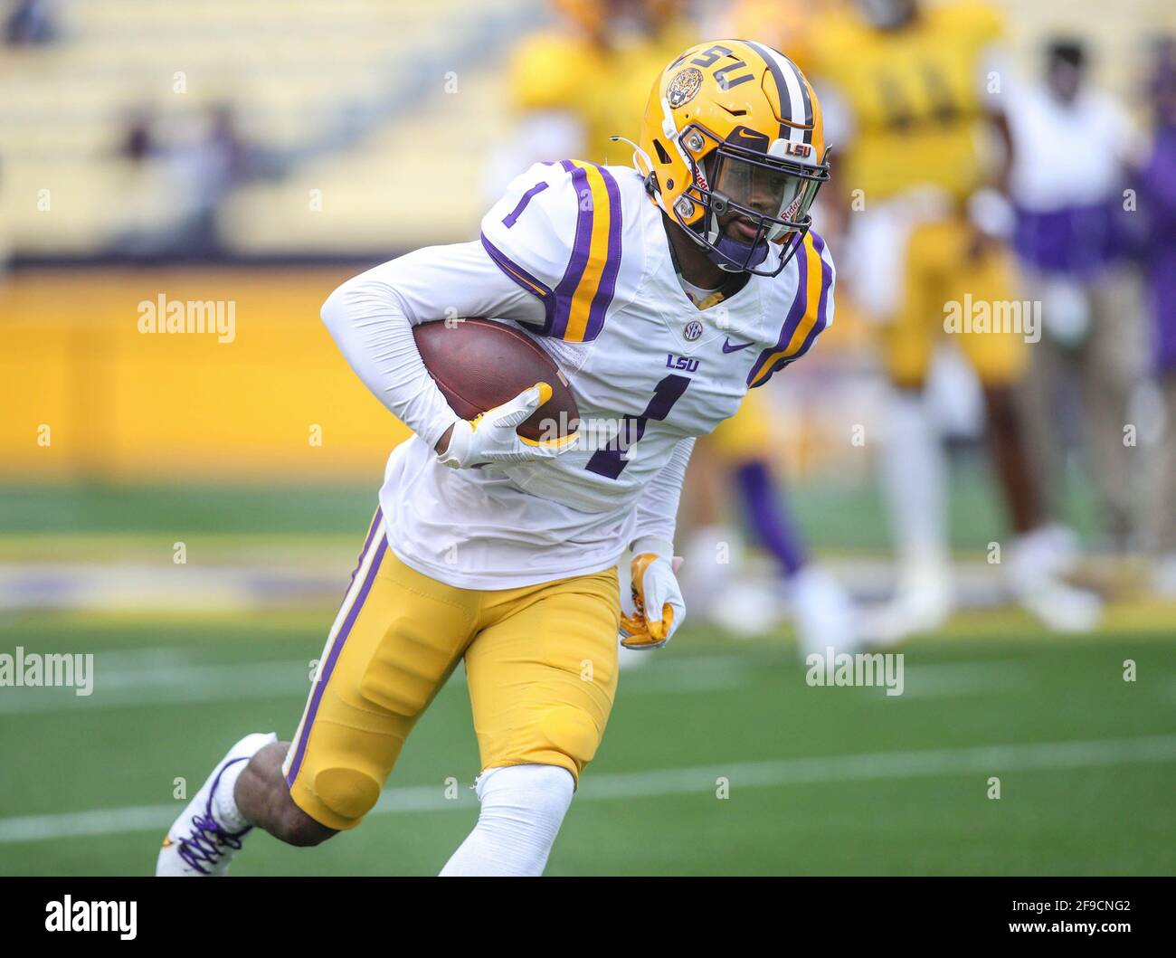 Baton Rouge, LA, USA. 17th Apr, 2021. LSU wide receiver Kayshon Boutte ...