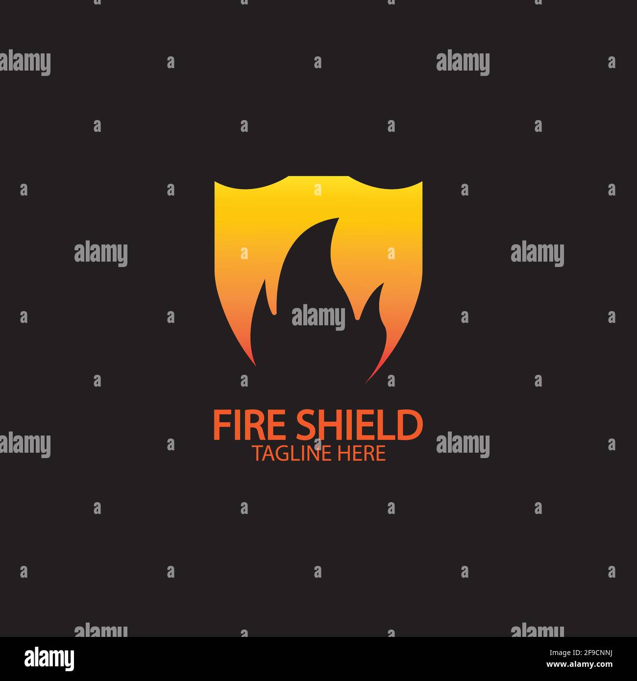 Fire shield logo design element. Fire warning sign shield. Fire flame ...