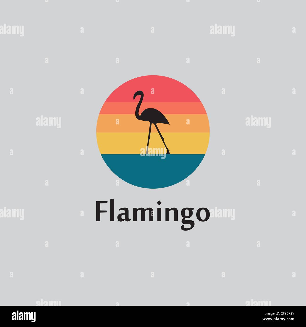 flamingo silhouette scene at sunset logo design vector Stock Vector ...