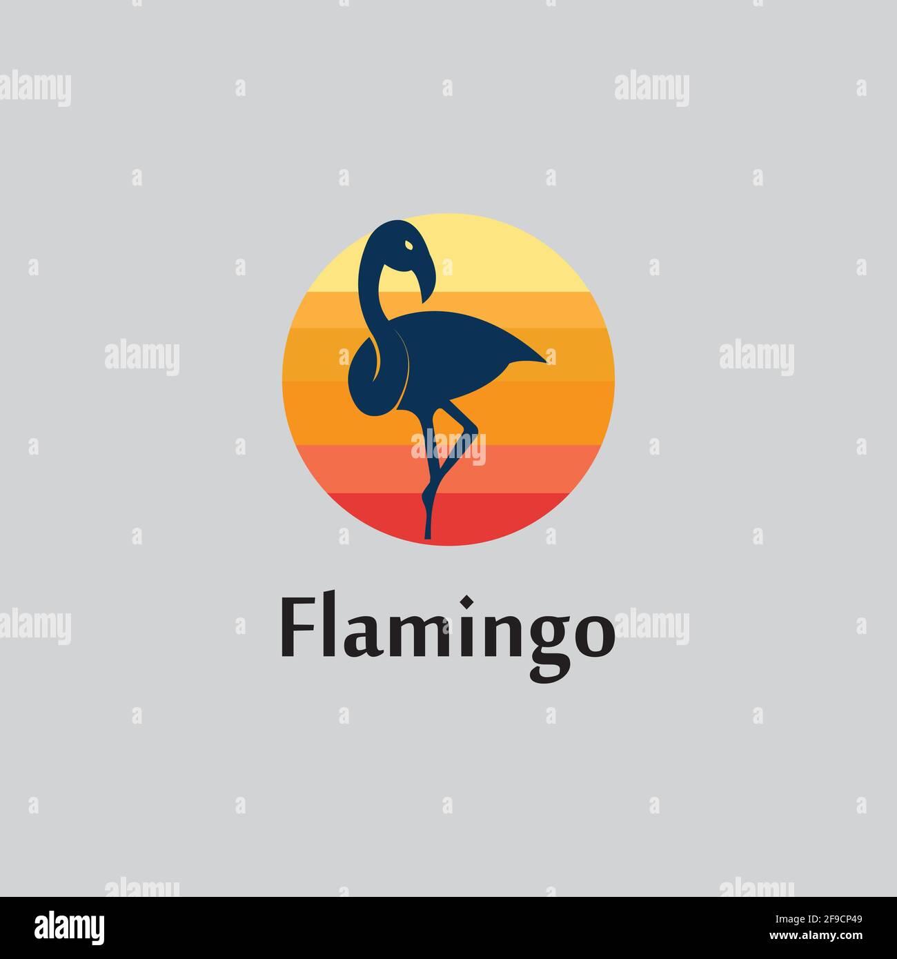 flamingo silhouette scene at sunset logo design vector Stock Vector ...