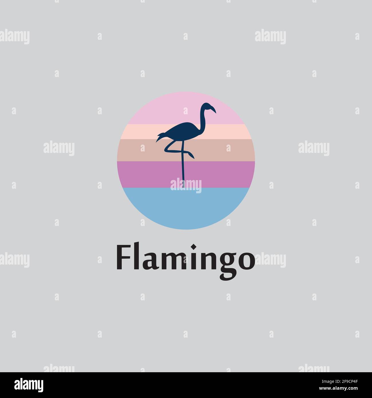 flamingo silhouette scene at sunset logo design vector Stock Vector ...