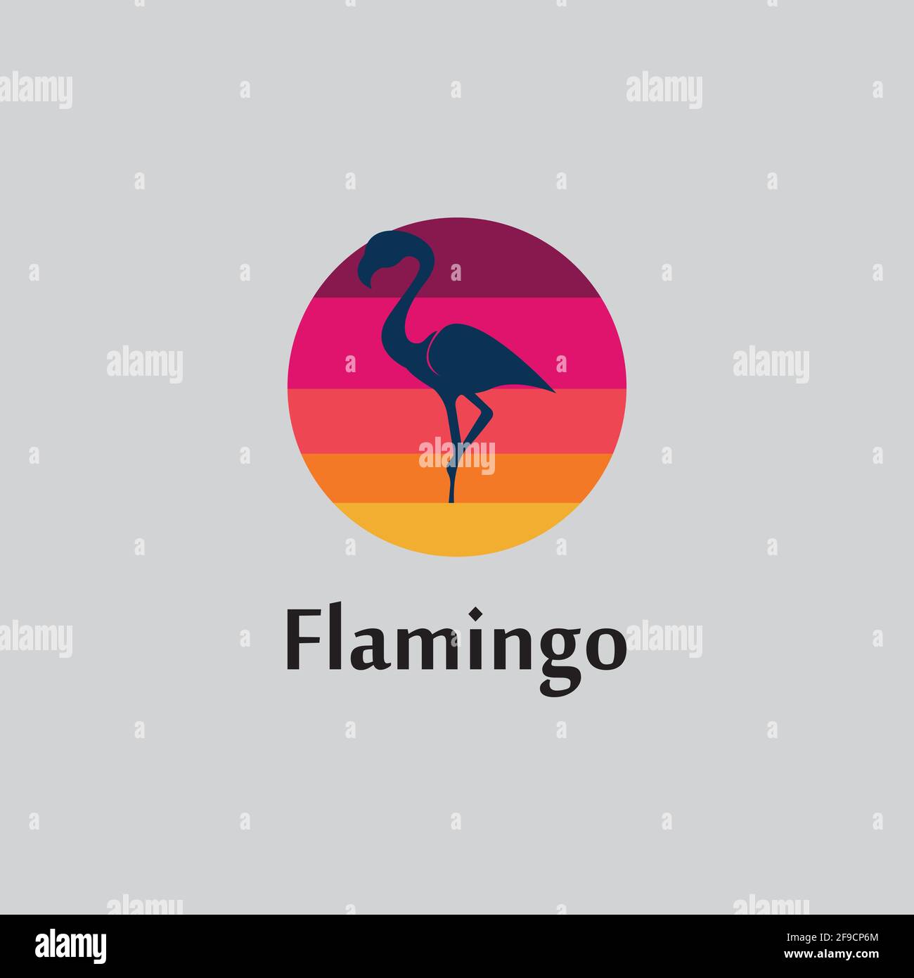 flamingo silhouette scene at sunset logo design vector Stock Vector ...