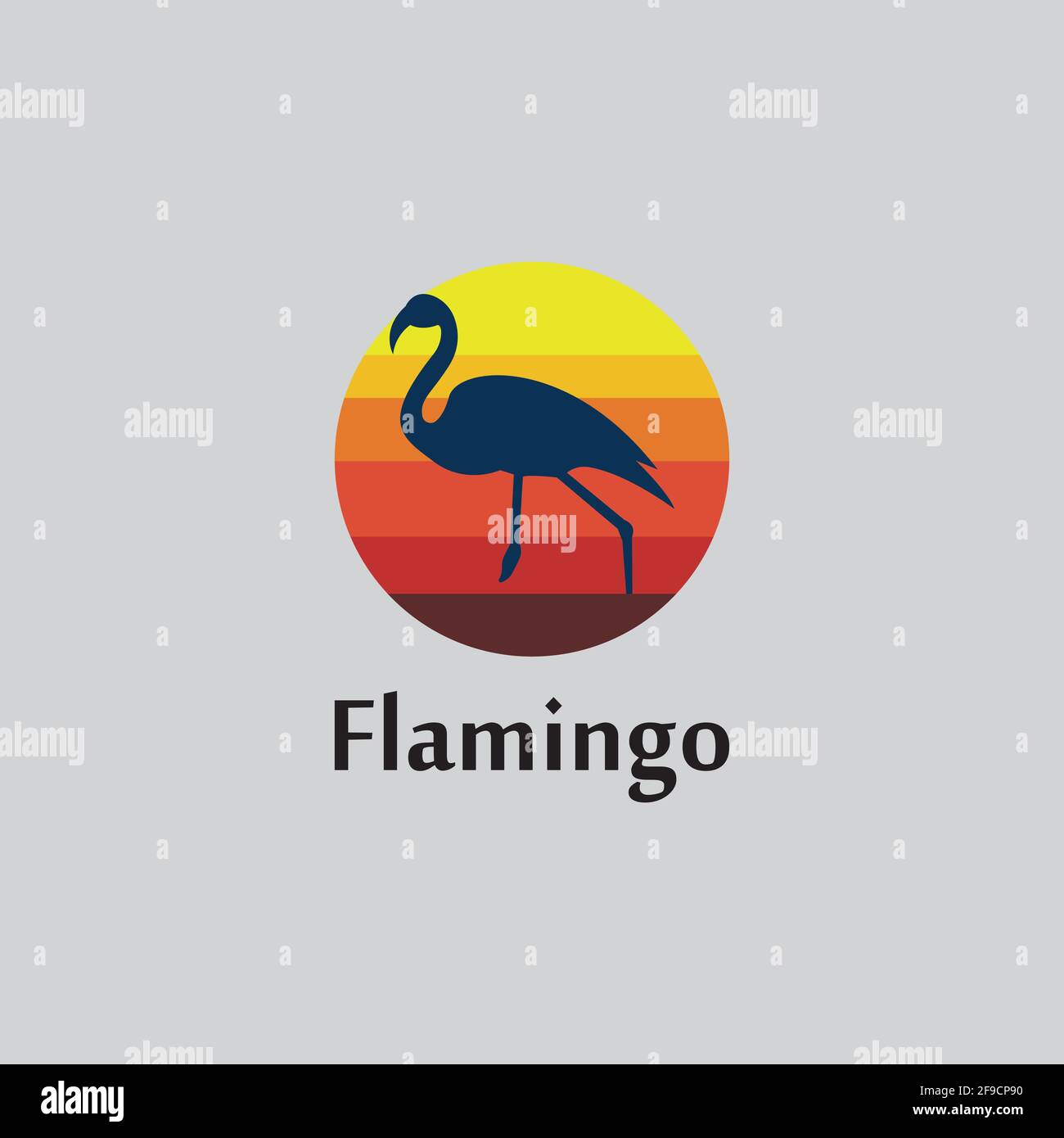 flamingo silhouette scene at sunset logo design vector Stock Vector ...