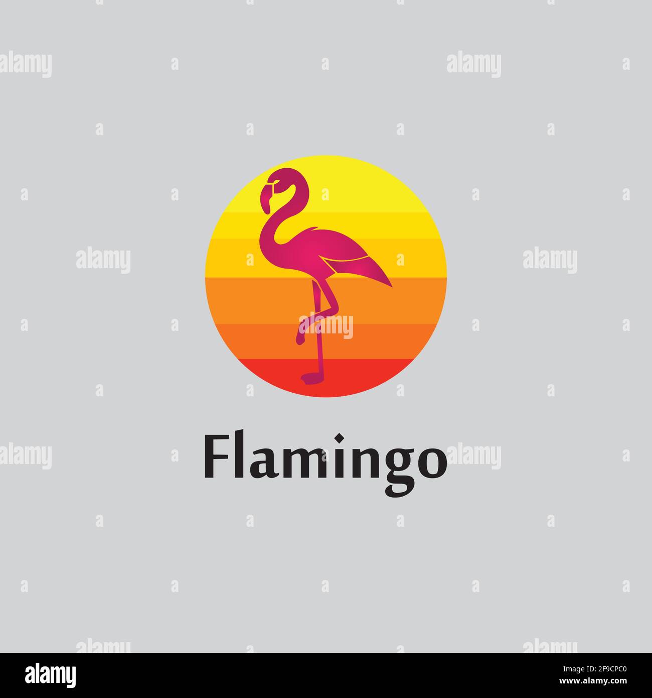 Vector illustration flamingo sunset scenery hi-res stock photography ...