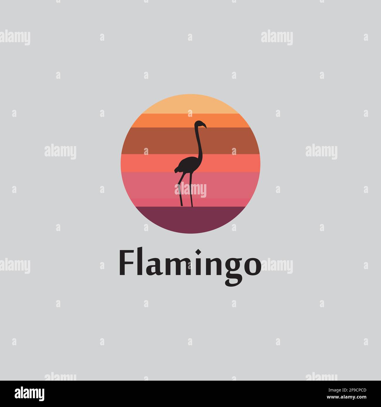 flamingo silhouette scene at sunset logo design vector Stock Vector ...