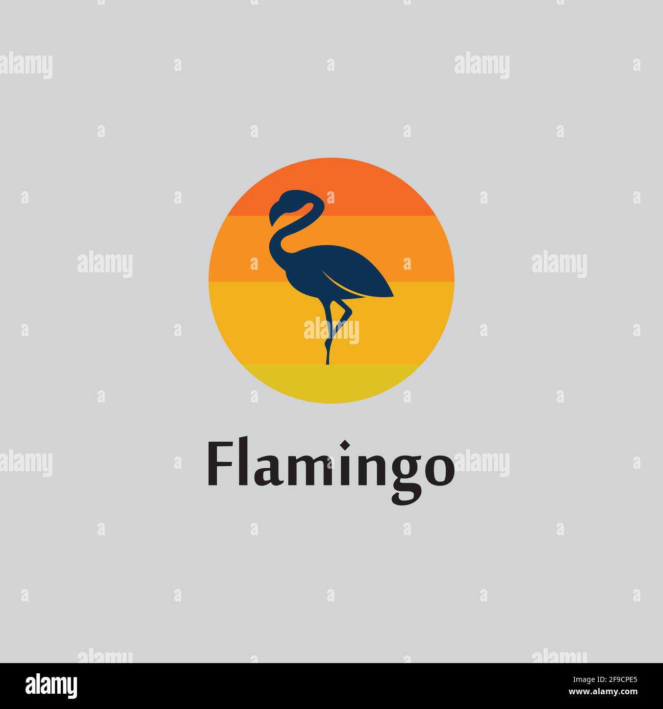 flamingo silhouette scene at sunset logo design vector Stock Vector ...