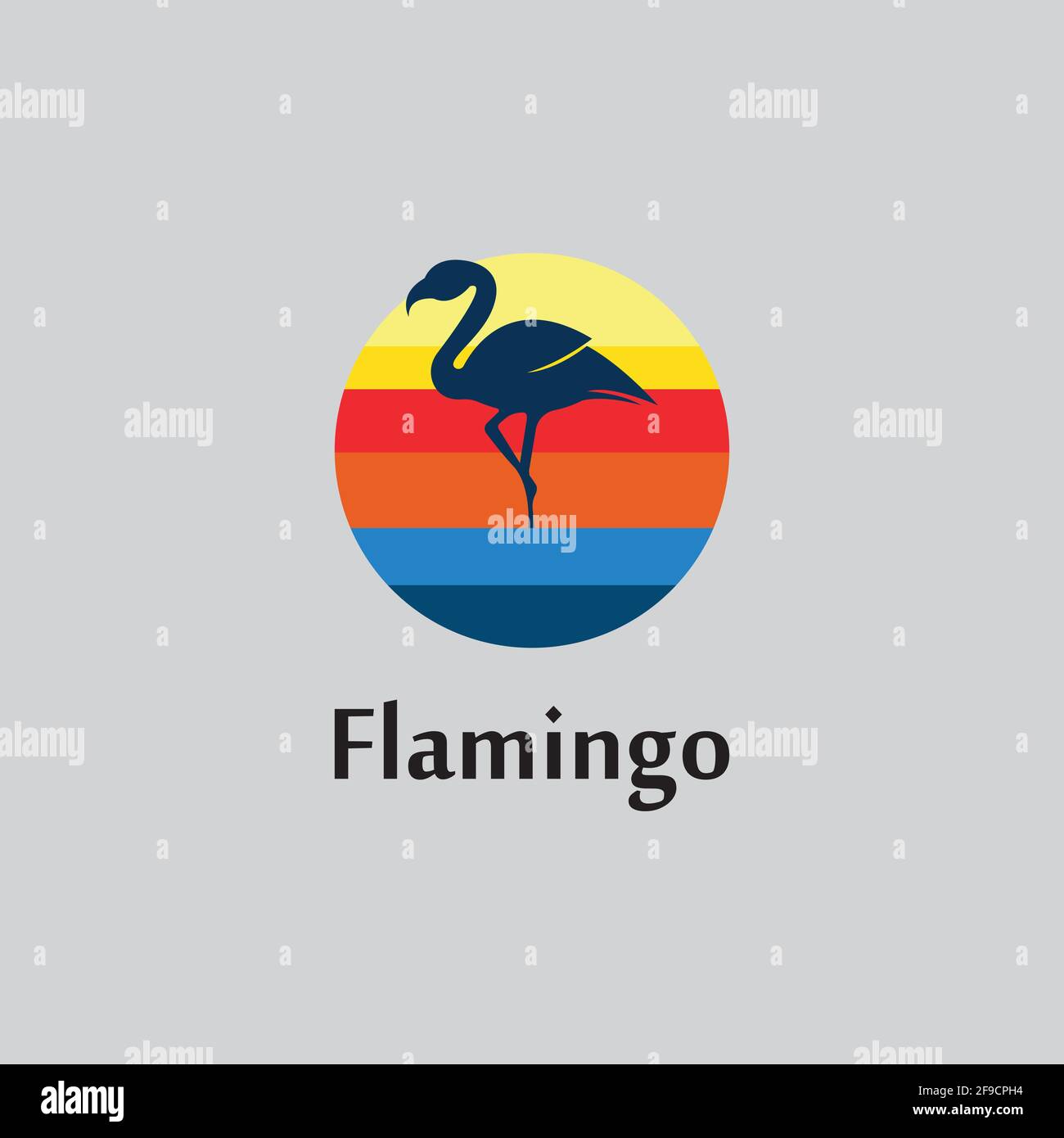 flamingo silhouette scene at sunset logo design vector Stock Vector ...