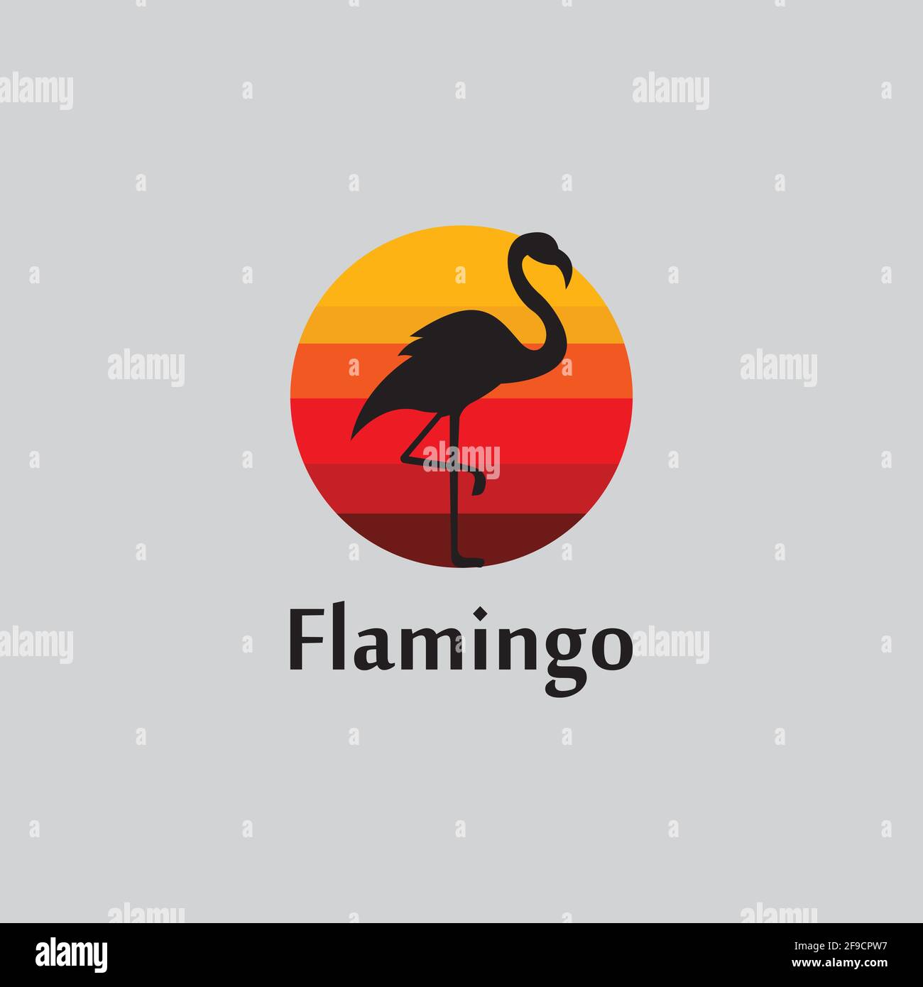 Vector illustration flamingo sunset scenery hi-res stock photography ...