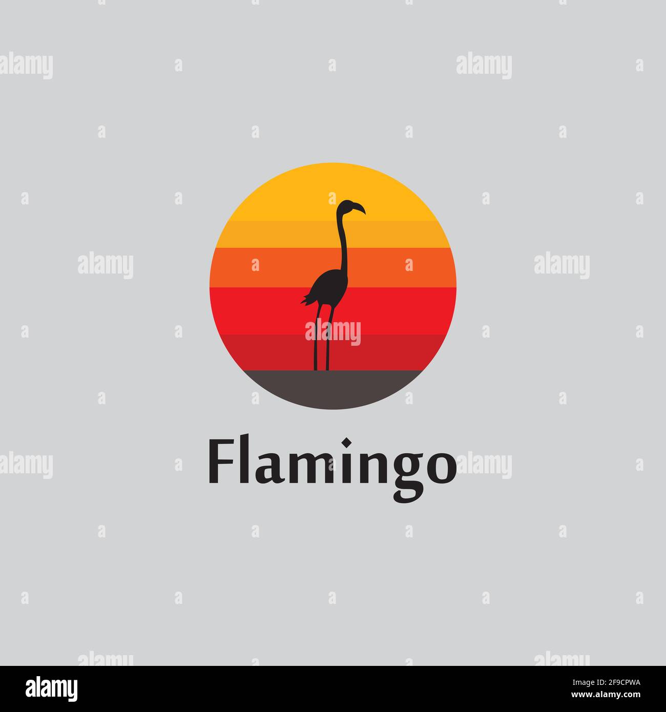 flamingo silhouette scene at sunset logo design vector Stock Vector ...
