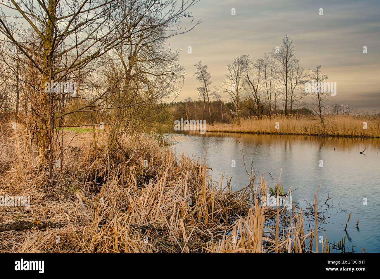 Low flight over the small Grabia River, Poland Stock Photo - Alamy