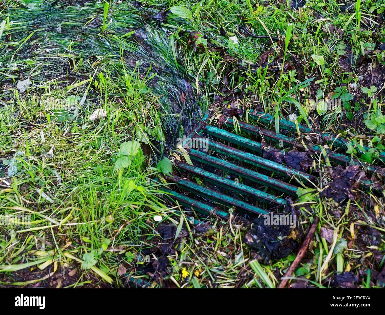 water flow in the park in the drain ditch, in summer Stock Photo - Alamy