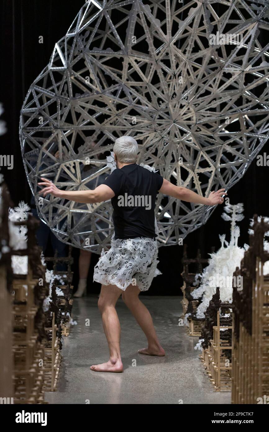 Dancer Karl Watson performs a dance solo amid Casey Curran’s “Parable ...