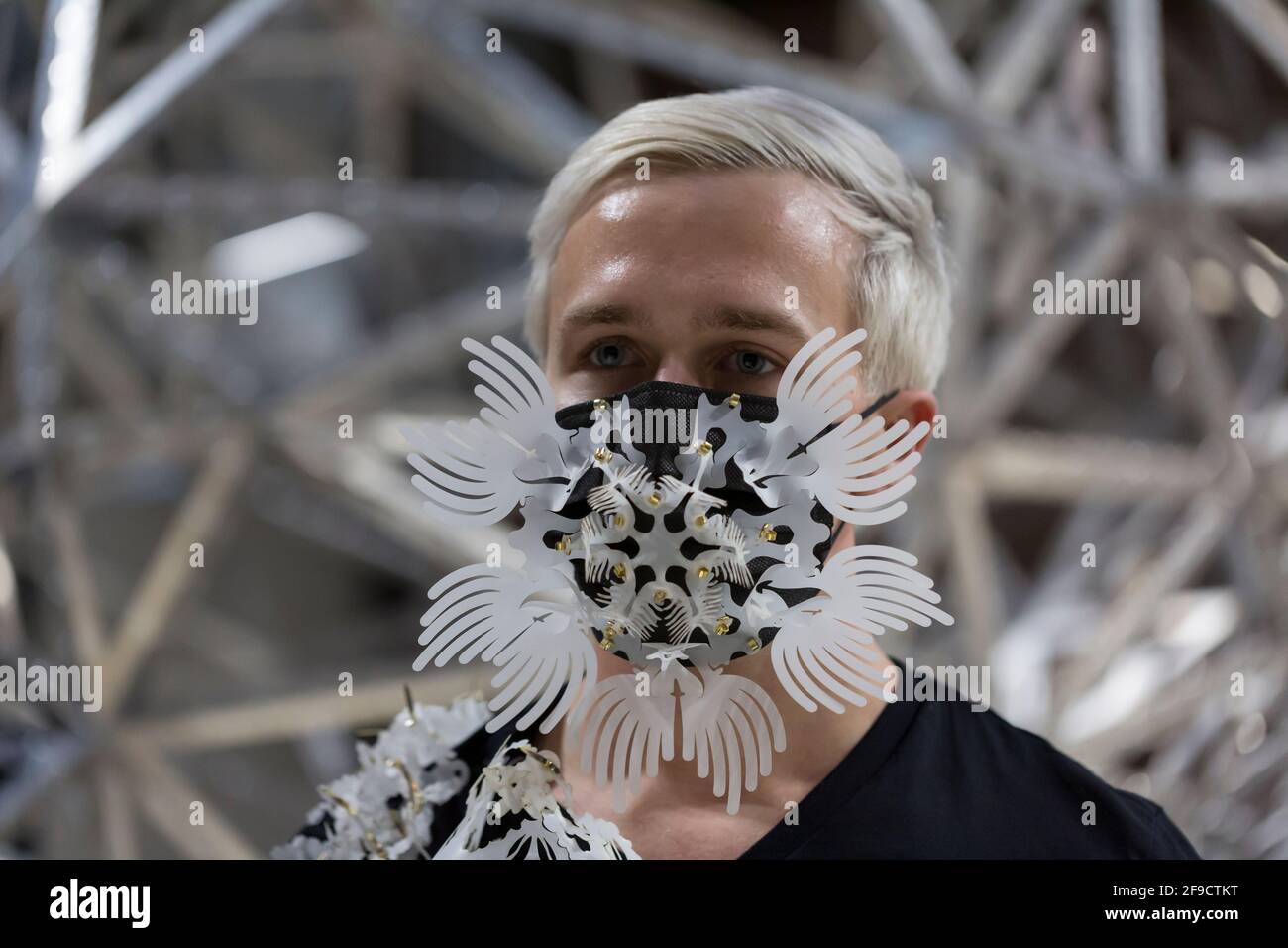 Dancer Karl Watson completes a performance amid Casey Curran’s “Parable ...