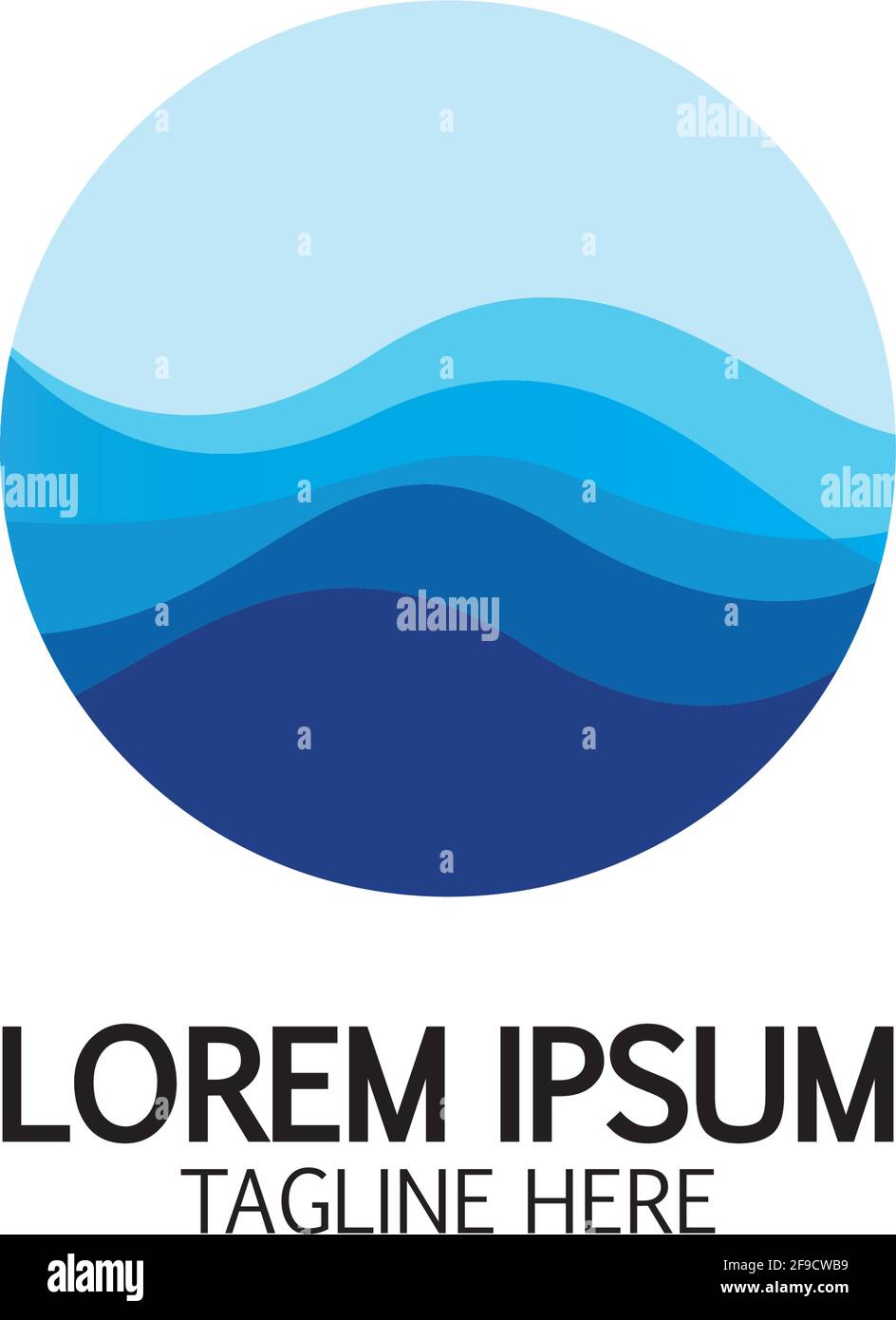 Isolated round shape logo. Blue color logotype. Flowing water image ...