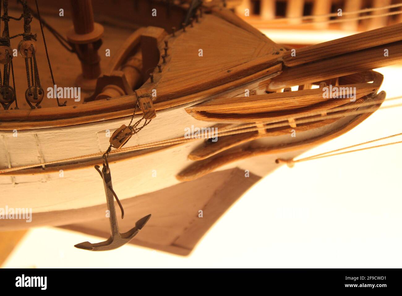 Stem of a traditional wooden fishing boat typical for the Mediterranean ...