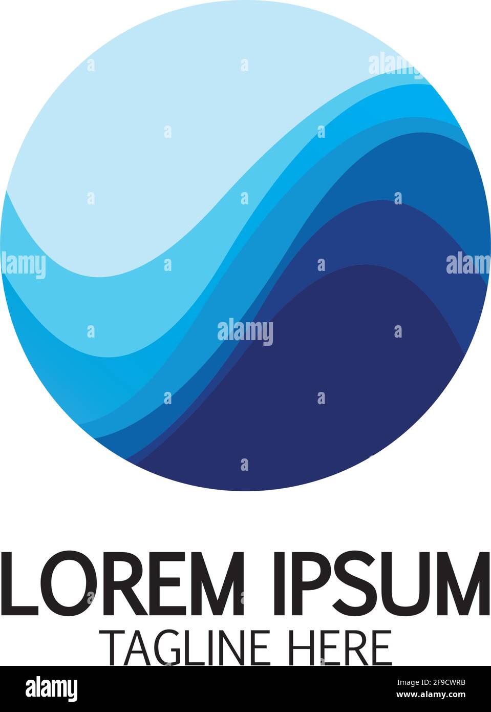 Isolated round shape logo. Blue color logotype. Flowing water image ...