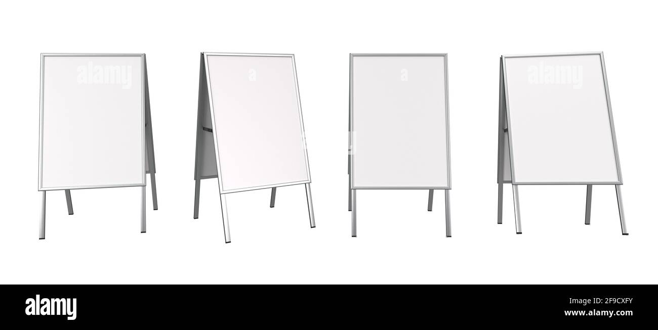 Advertising street display or customer stopper sign isolated on white ...