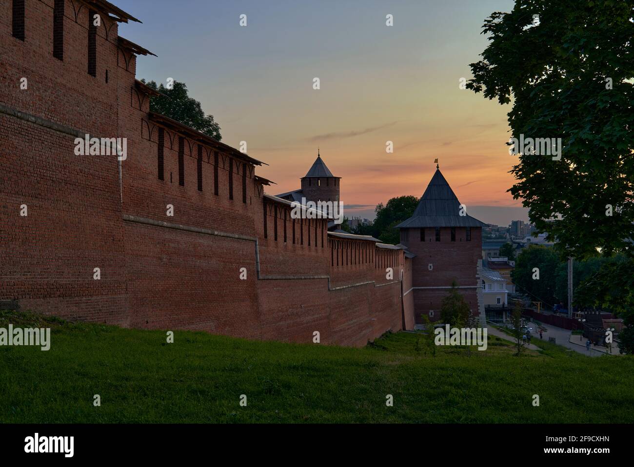 View of the 16th century brick kremlin, which forms the city walls of the historic centre of ...
