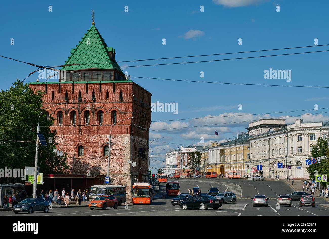 View of the 16th century brick kremlin, which forms the city walls of the historic centre of ...