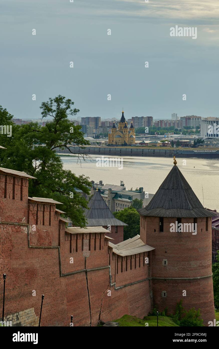 View of the 16th century brick kremlin, which forms the city walls of the historic centre of ...