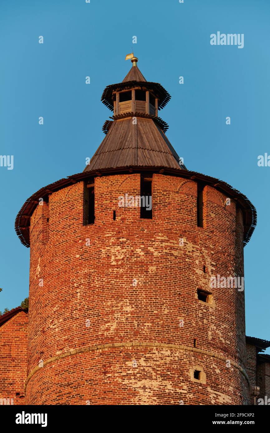 View of the 16th century brick kremlin, which forms the city walls of the historic centre of ...