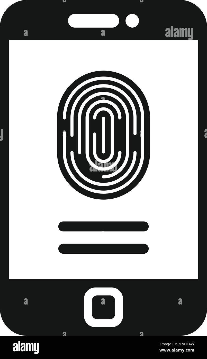 Fingerprint phone authentication icon, simple style Stock Vector Image ...