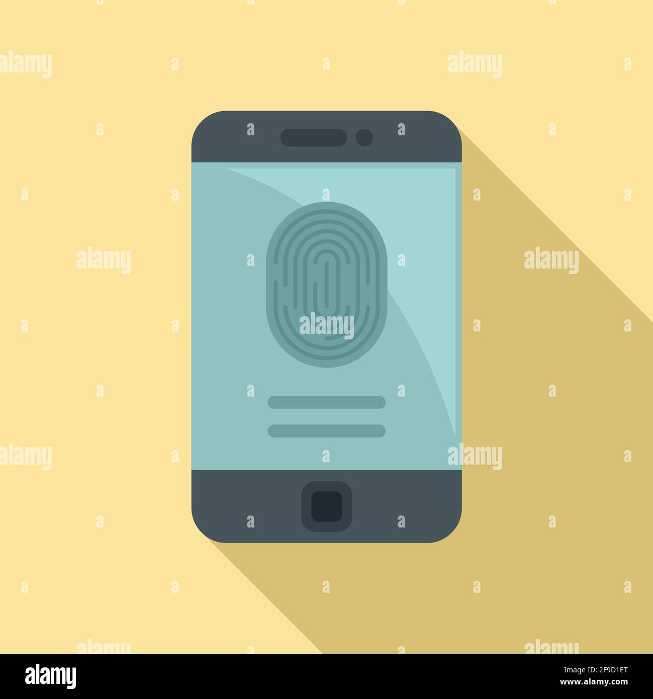 Fingerprint phone authentication icon, flat style Stock Vector Image ...