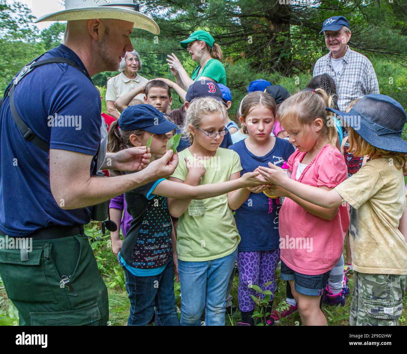 Children learning about nature with a trained naturalist Stock Photo ...