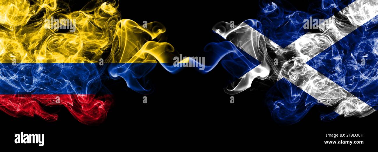 Colombia, Colombian vs Scotland, Scottish, Scots smoky mystic flags ...