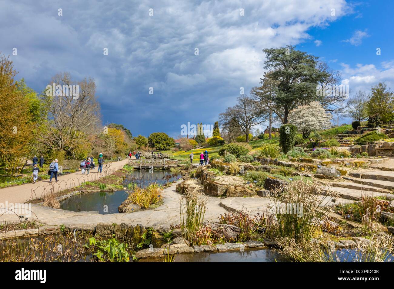 View over the Rock Garden at RHS Garden, Wisley, Surrey, south-east ...