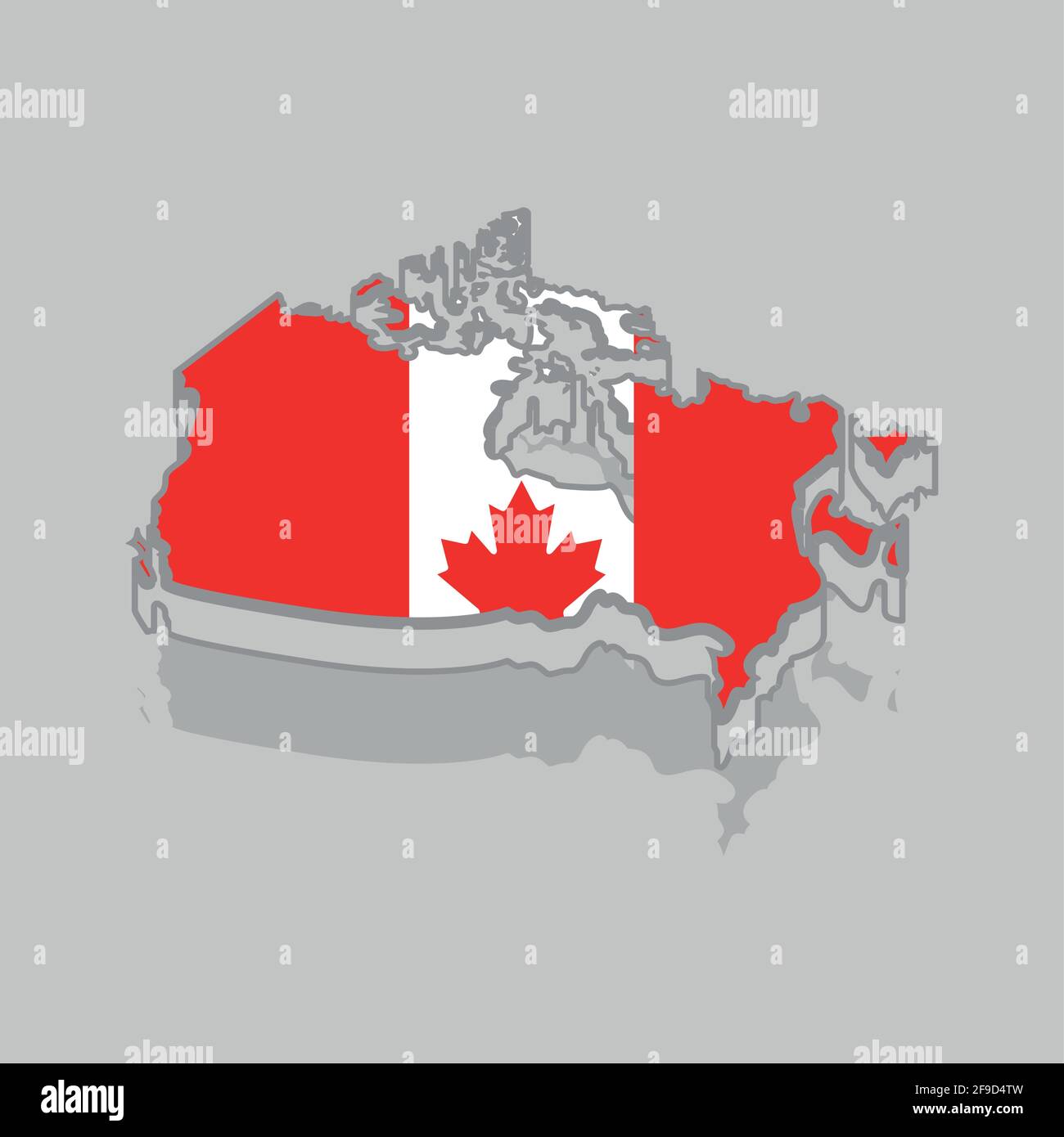 Isolated 3d map with the flag of Canada - Vector illustration Stock ...