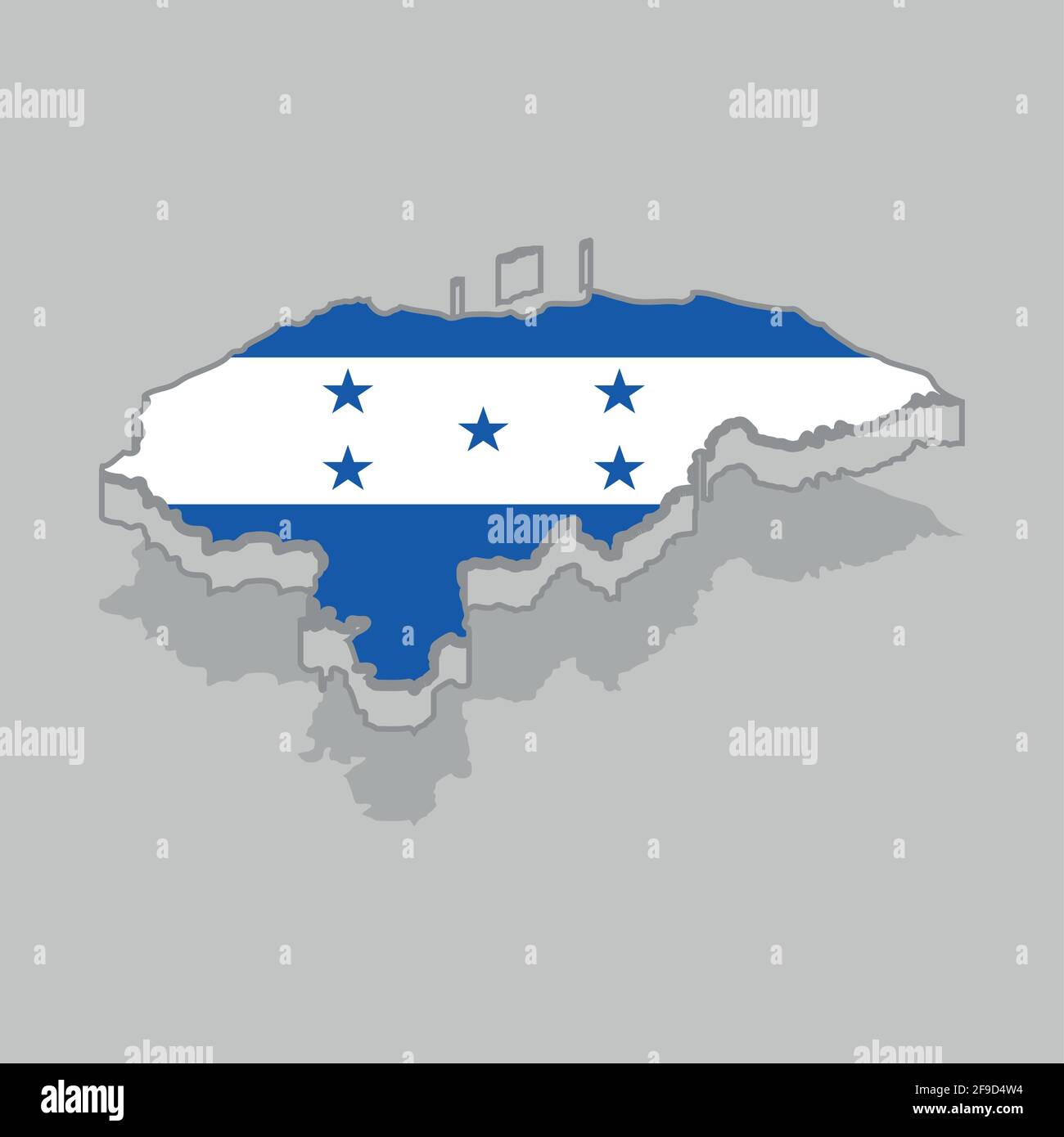 Isolated 3d map with the flag of Honduras - Vector illustration Stock ...