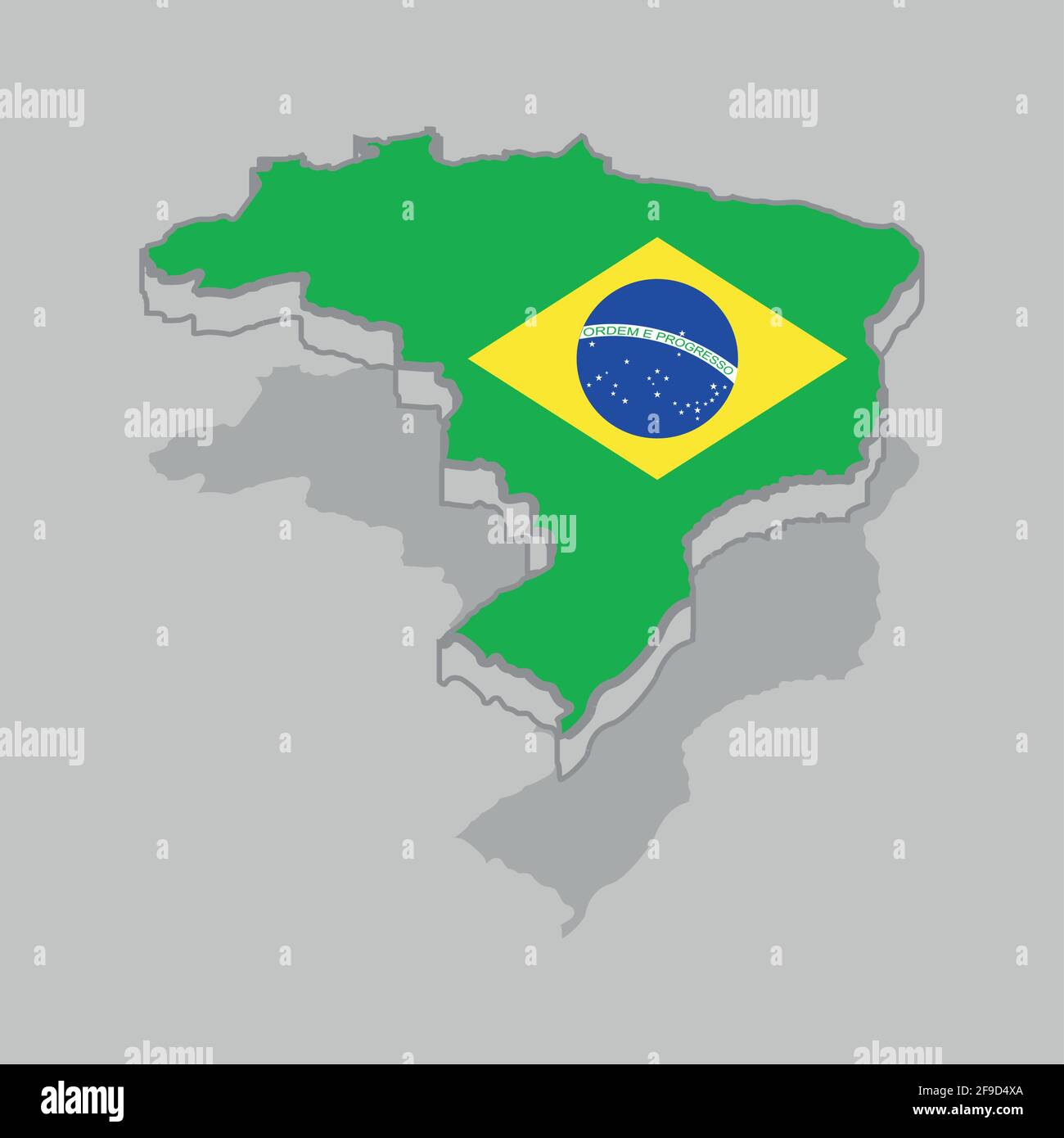 Isolated 3d map with the flag of Brazil - Vector illustration Stock ...