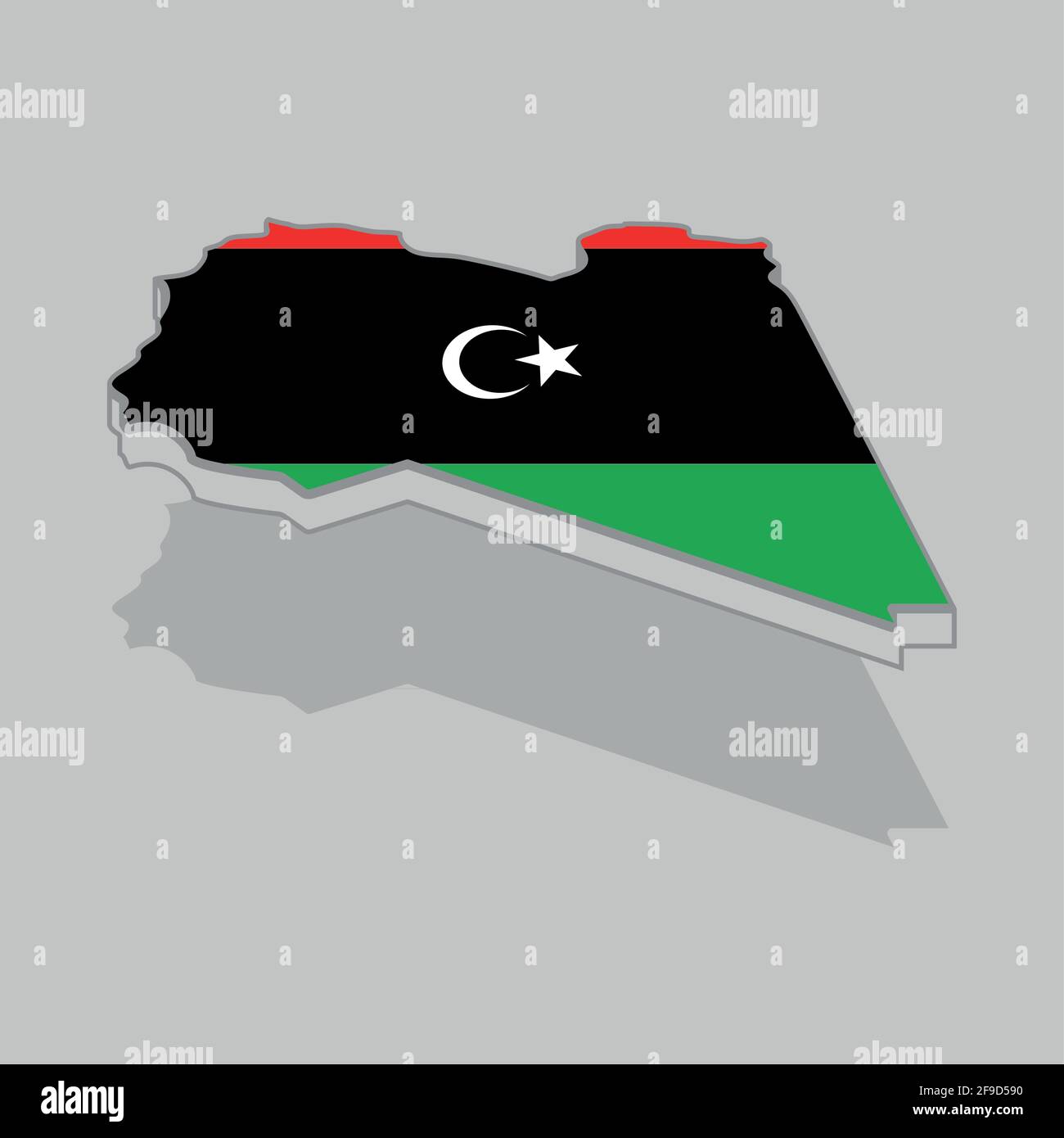 Isolated 3d map with the flag of Libya - Vector illustration Stock ...