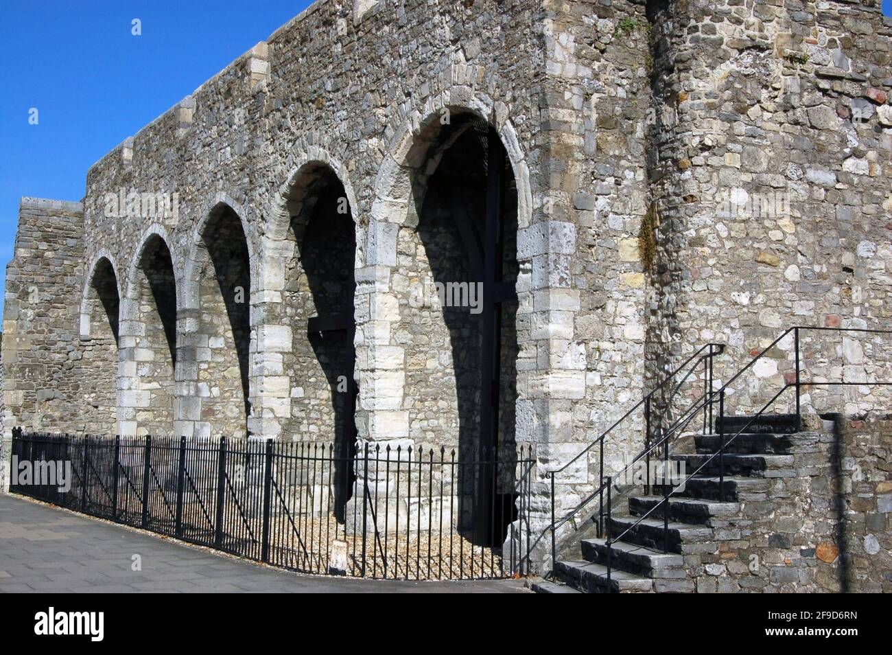 The Arcade arches in Southampton's medieval walls. Built in the 14th ...