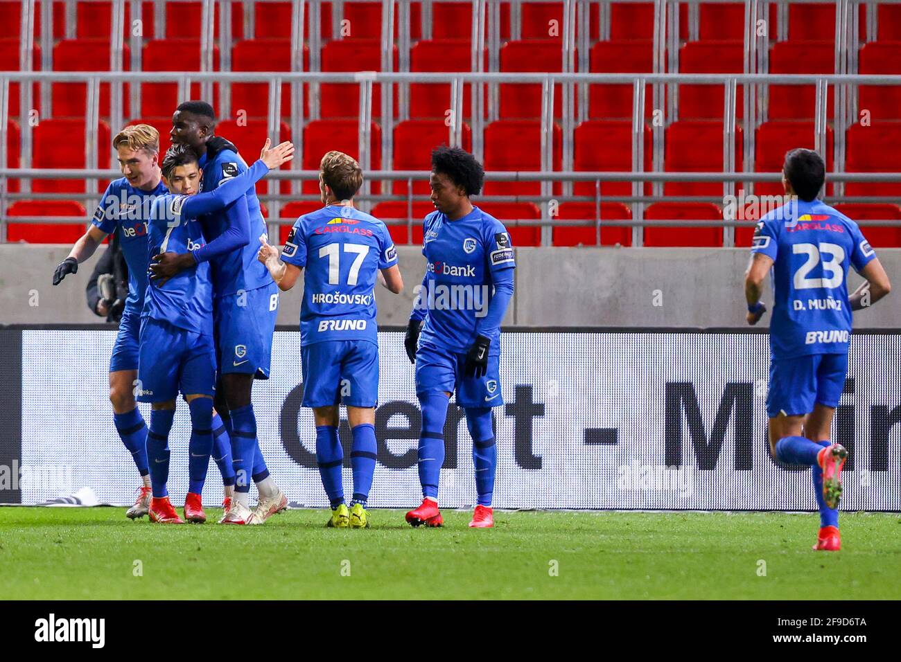 DEURNE, BELGIUM - APRIL 17: 1-2 KRC Genk, goal by Paul Onuachu of KRC ...