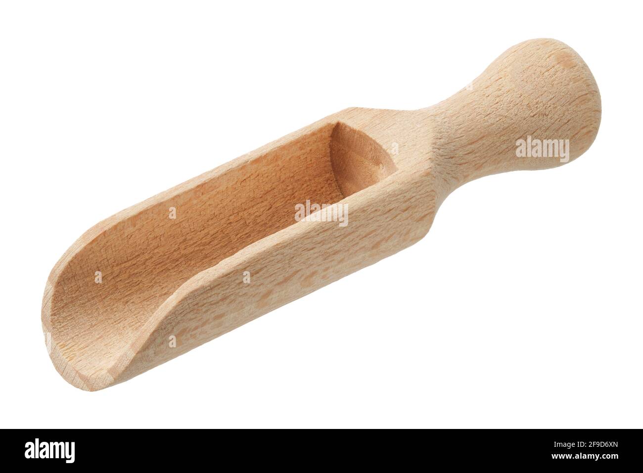 Small rustic wooden scoop isolated on white background Stock Photo - Alamy